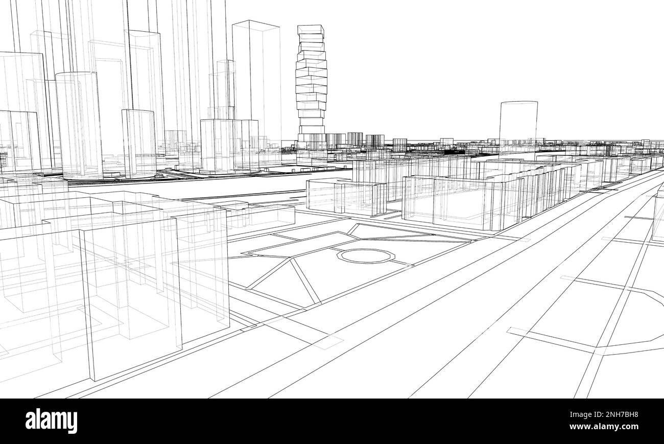 Buildings and city roads, town design Stock Photo - Alamy