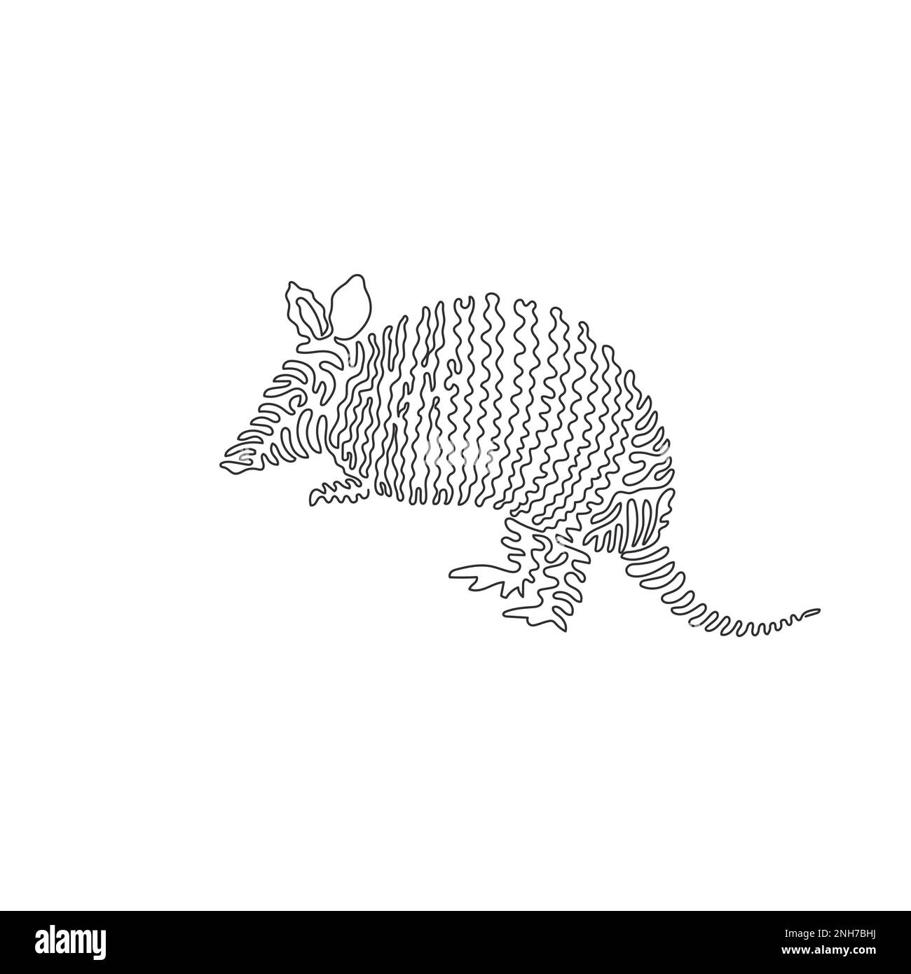 Continuous one line drawing of cute armadillo abstract art. Single line ...