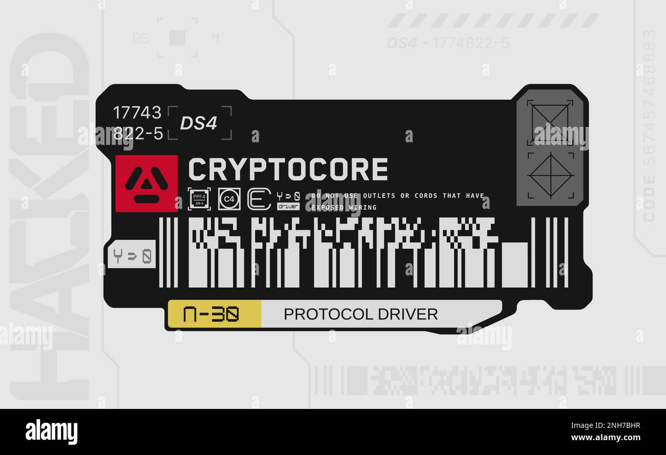 Cyberpunk decal. Vector sticker, label in futuristic style. Sci fi ...