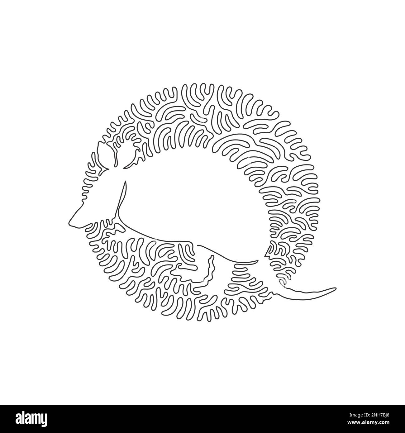 Single one line drawing of cute armored armadillo abstract art ...