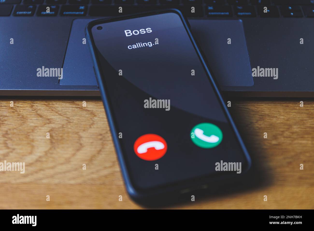 Phone call from boss. Incoming call from boss concept Stock Photo - Alamy
