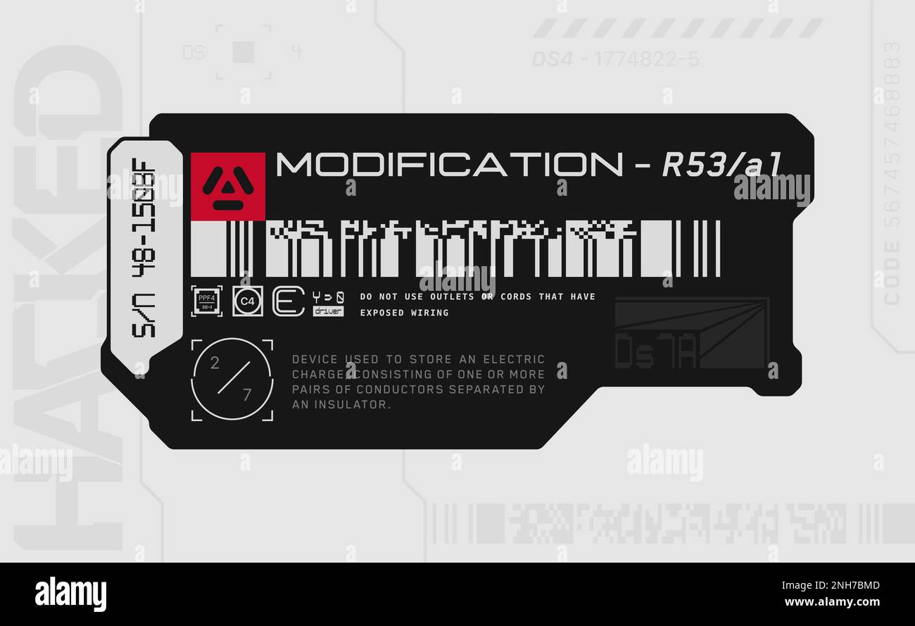 Cyberpunk decal. Vector sticker, label in futuristic style. Sci fi ...