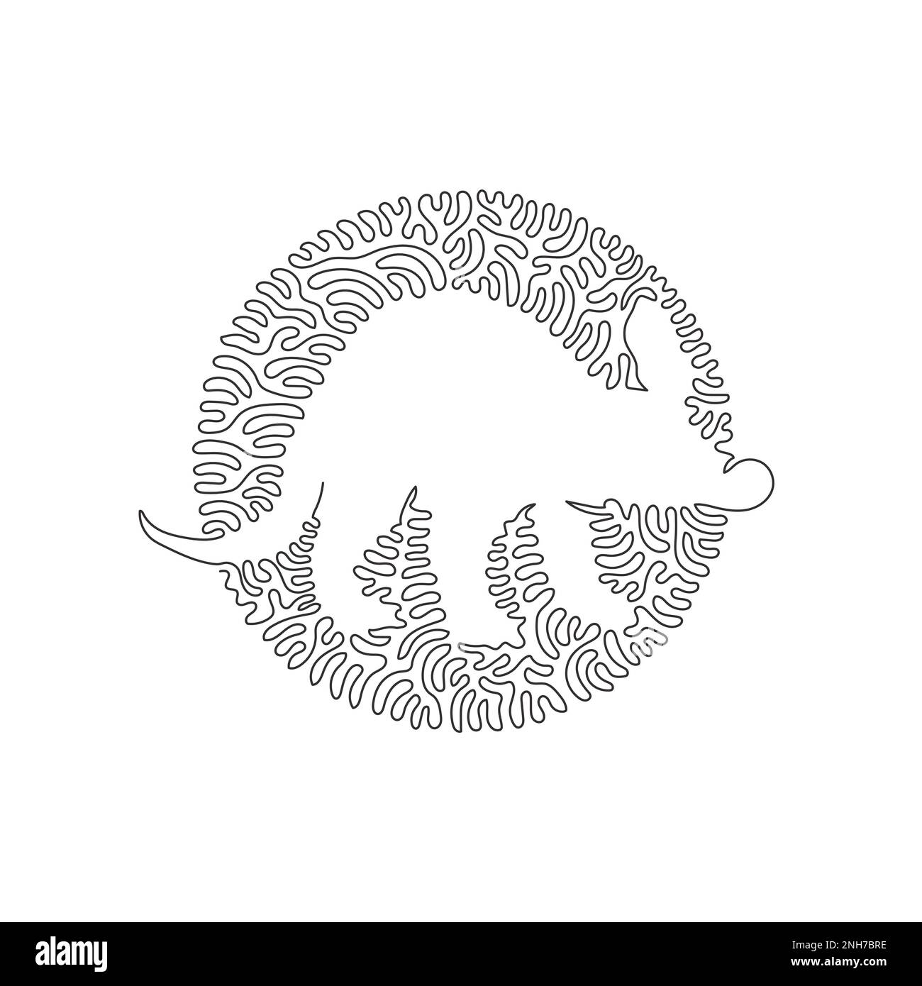 Single curly one line drawing of aardvark long pig-like snout abstract ...