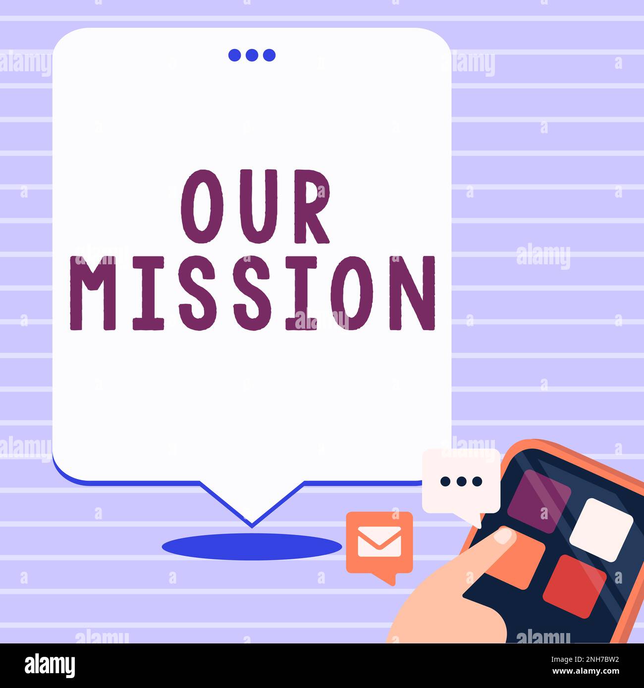 Text caption presenting Our Mission. Concept meaning tasks or schedule ...