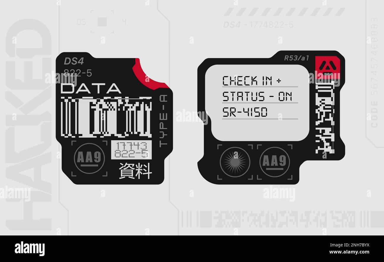 Cyberpunk decal. Vector sticker, label in futuristic style. Sci fi ...