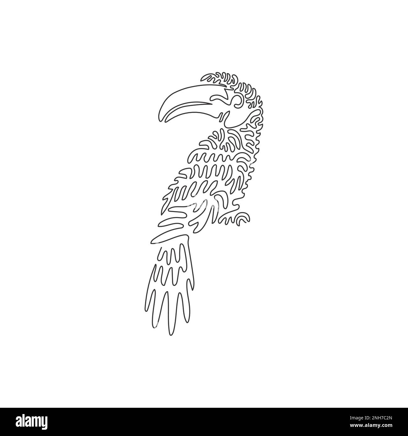 Single one line drawing of adorable hornbill abstract art. Continuous ...
