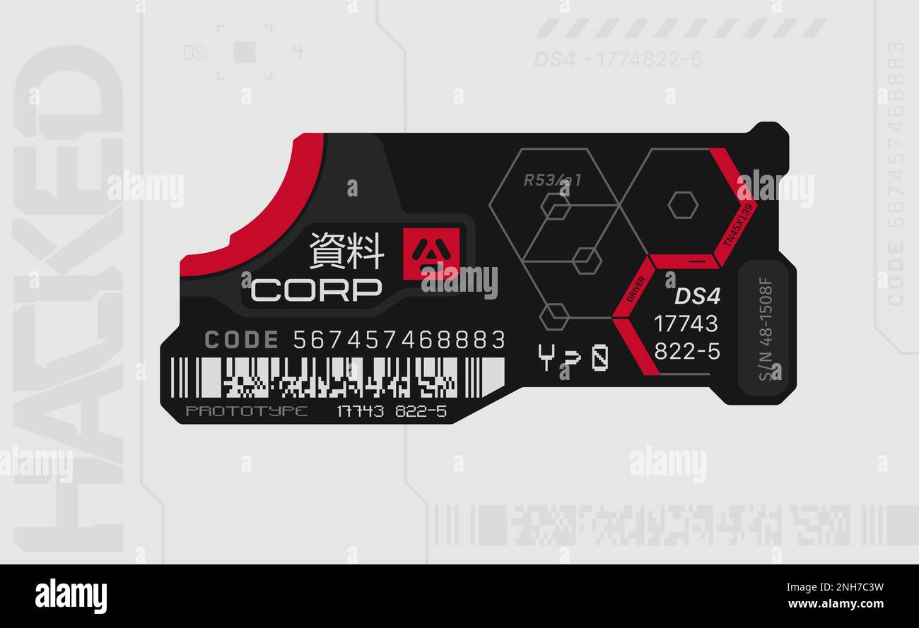 Cyberpunk decal. Vector sticker, label in futuristic style. Sci fi ...