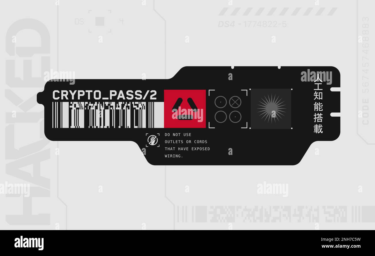 Cyberpunk decal. Vector sticker, label in futuristic style. Sci fi ...