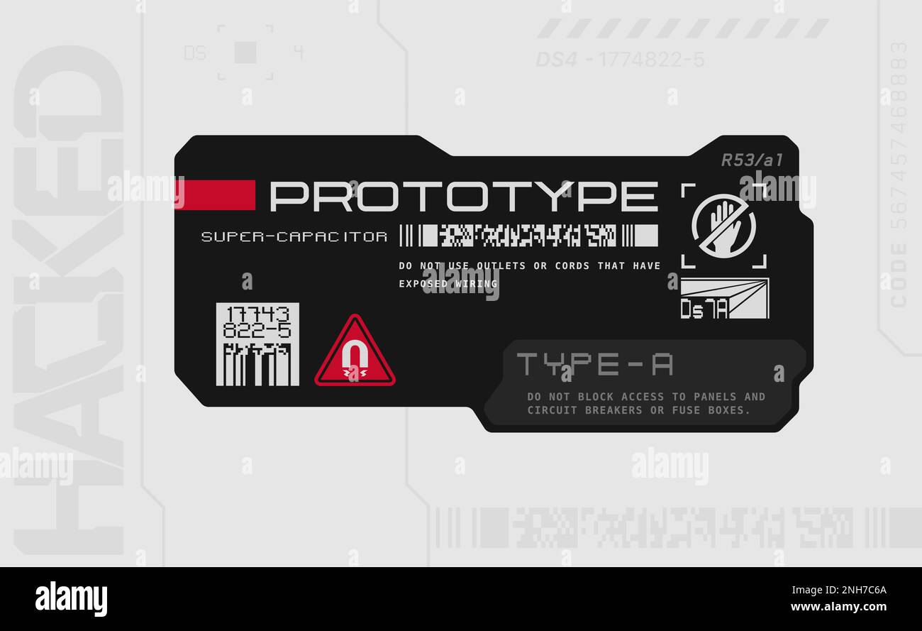 Cyberpunk decal. Vector sticker, label in futuristic style. Sci fi ...