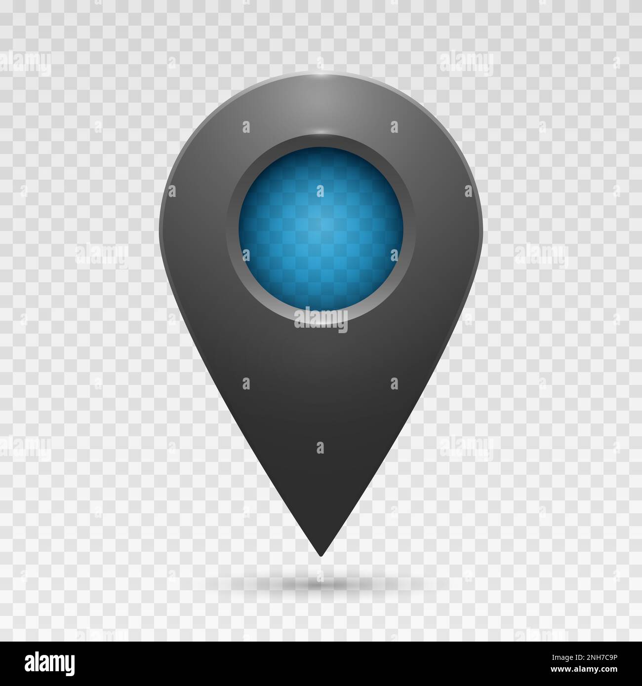 The geolocation icon is dark gray with highlights and a blue insert on ...