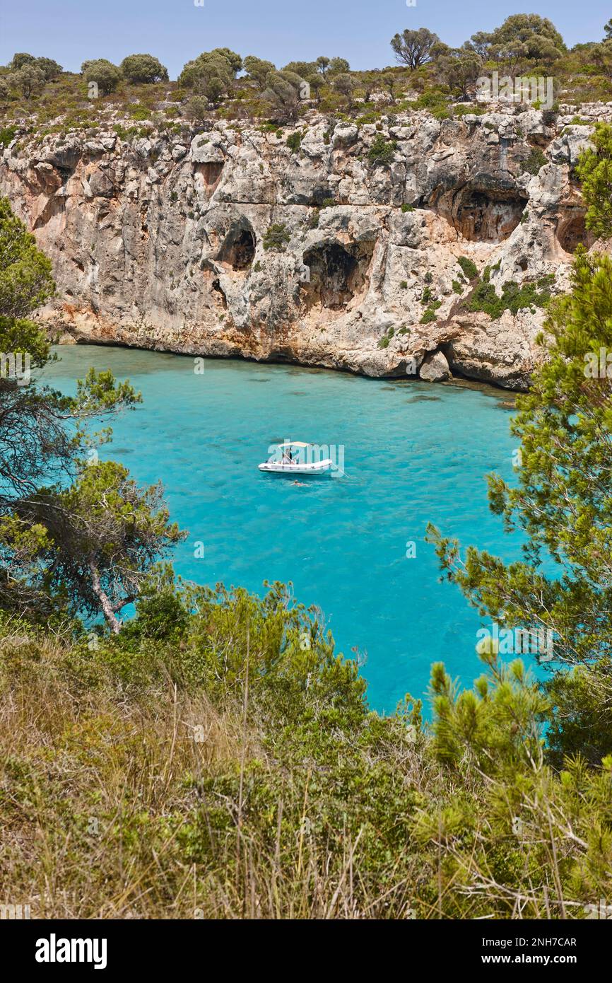 Turquoise waters in Mallorca. Pilota cove. Mediterranean coastline ...
