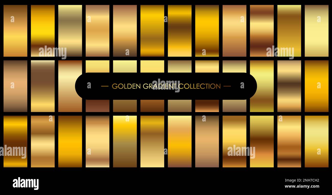 Golden gradient collection, modern combinations of colors and shades. Golden vector gradient ...