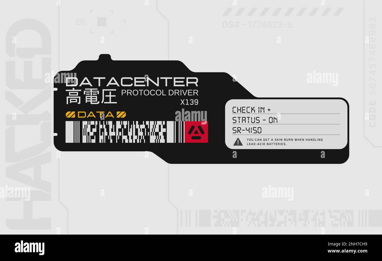 Cyberpunk decal. Vector sticker, label in futuristic style. Sci fi ...