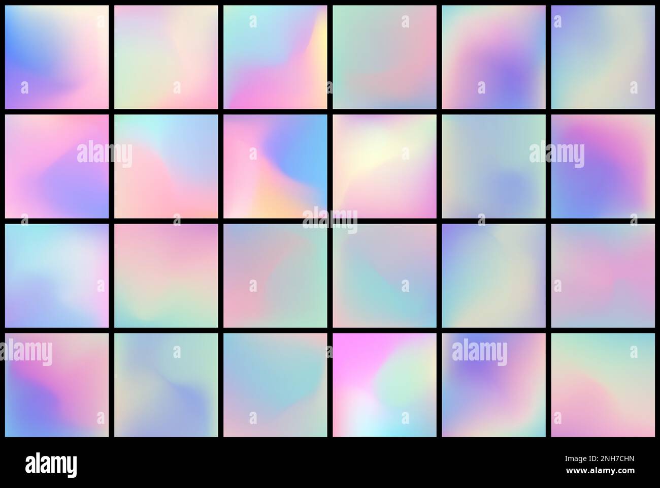 Set of holographic textures, mesh gradients. Modern combinations of ...