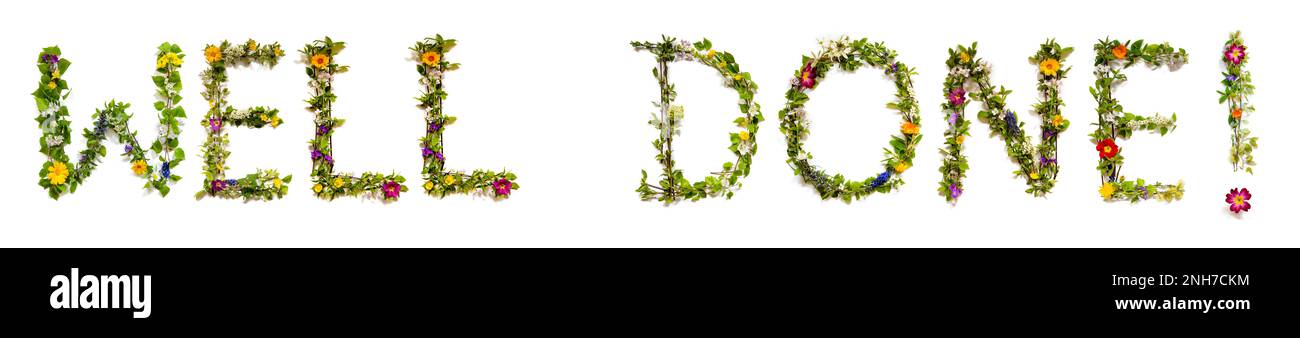 Blooming Flower Letters Building English Text Well Done Stock Photo - Alamy