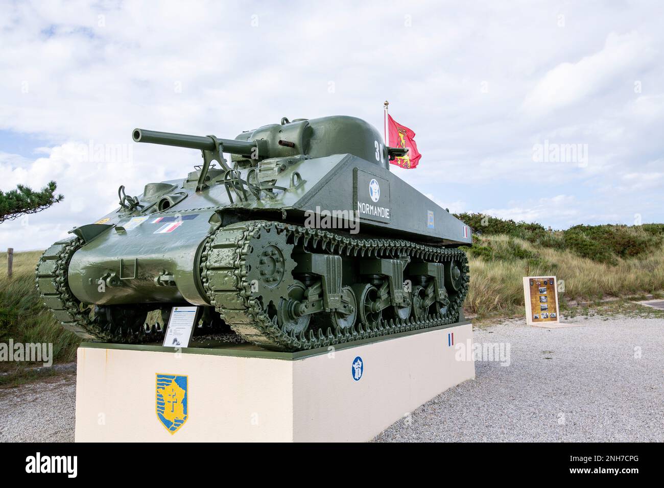 ST. MARTIN DE VARREVILLE, NORMANDY, FRANCE - SEPTEMBER Circa, 2020. D-Day WWII Monument ...