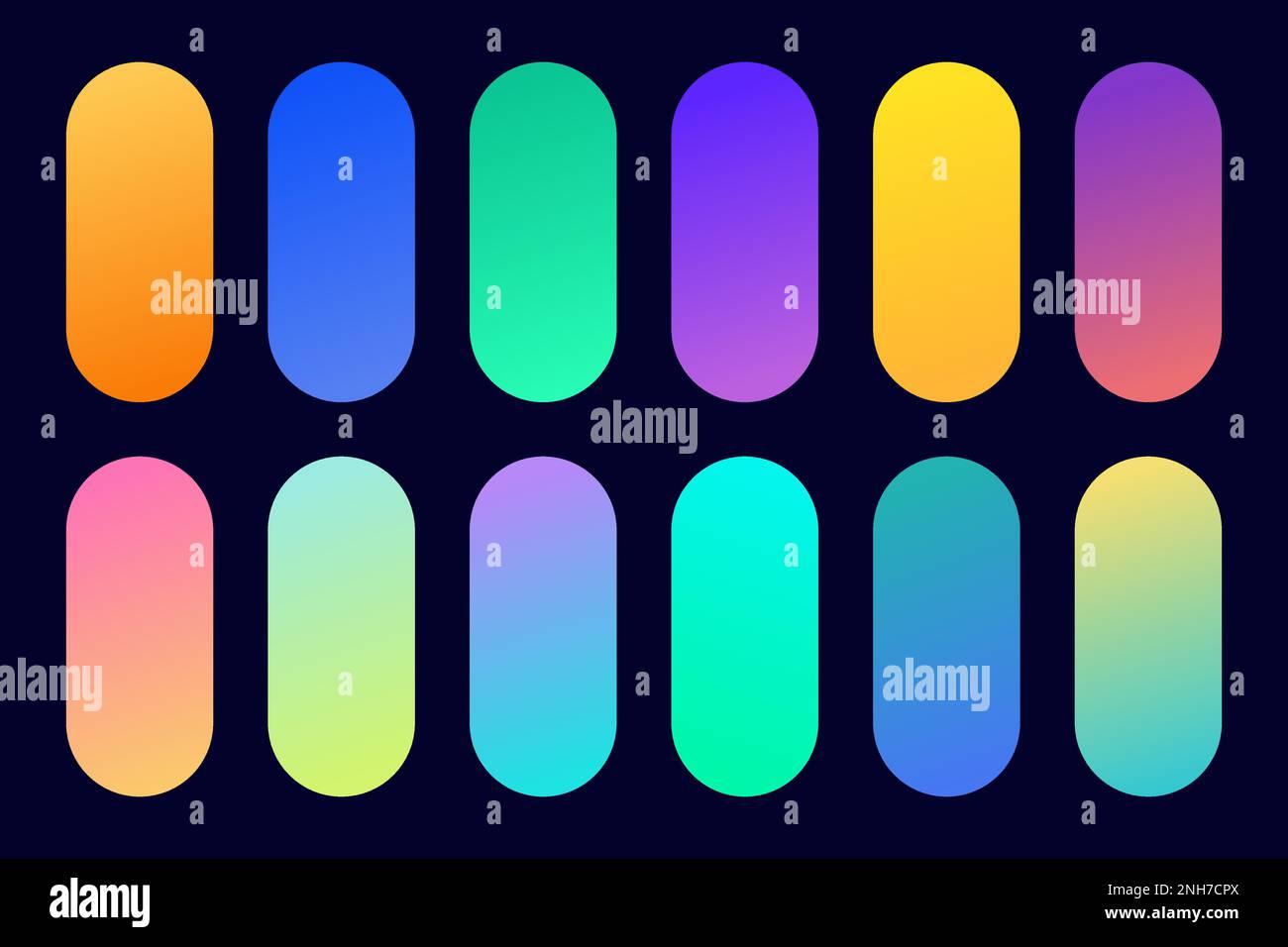 Set of vector gradients, modern combinations of colors and shades ...