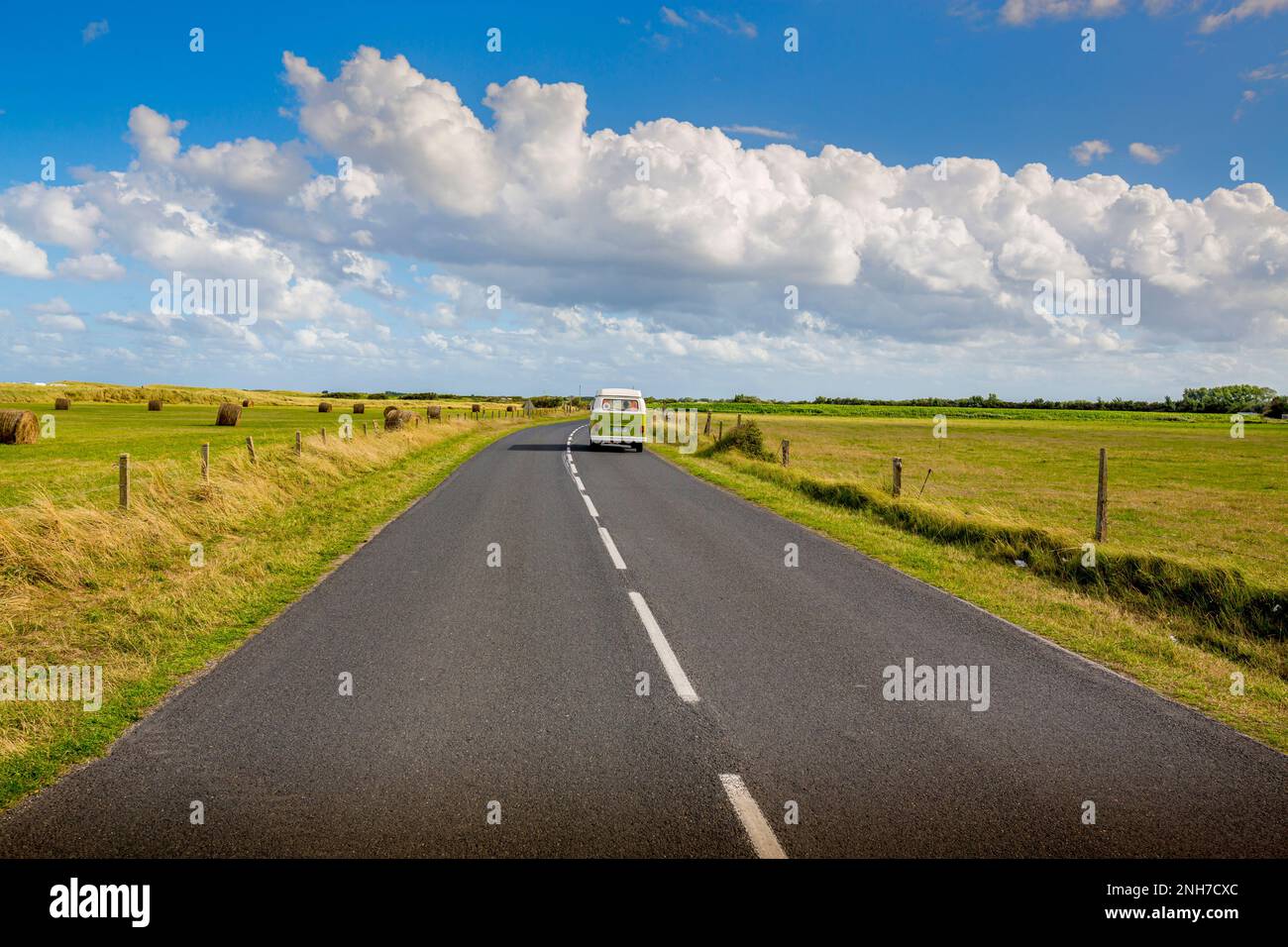 BARFLEUR, FRANCE - SEPTEMBER Circa, 2020. Road in the middle of natural ...