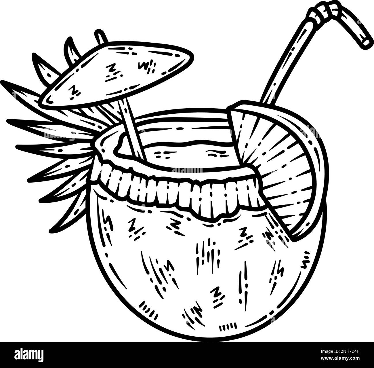 Coconut drink coloring page Cut Out Stock Images & Pictures - Alamy