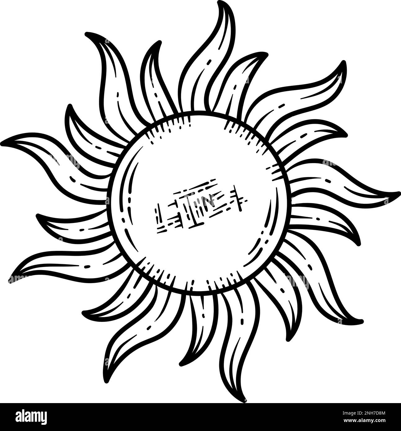 Summer Sun Line Art Coloring Page for Adult Stock Vector Image & Art ...