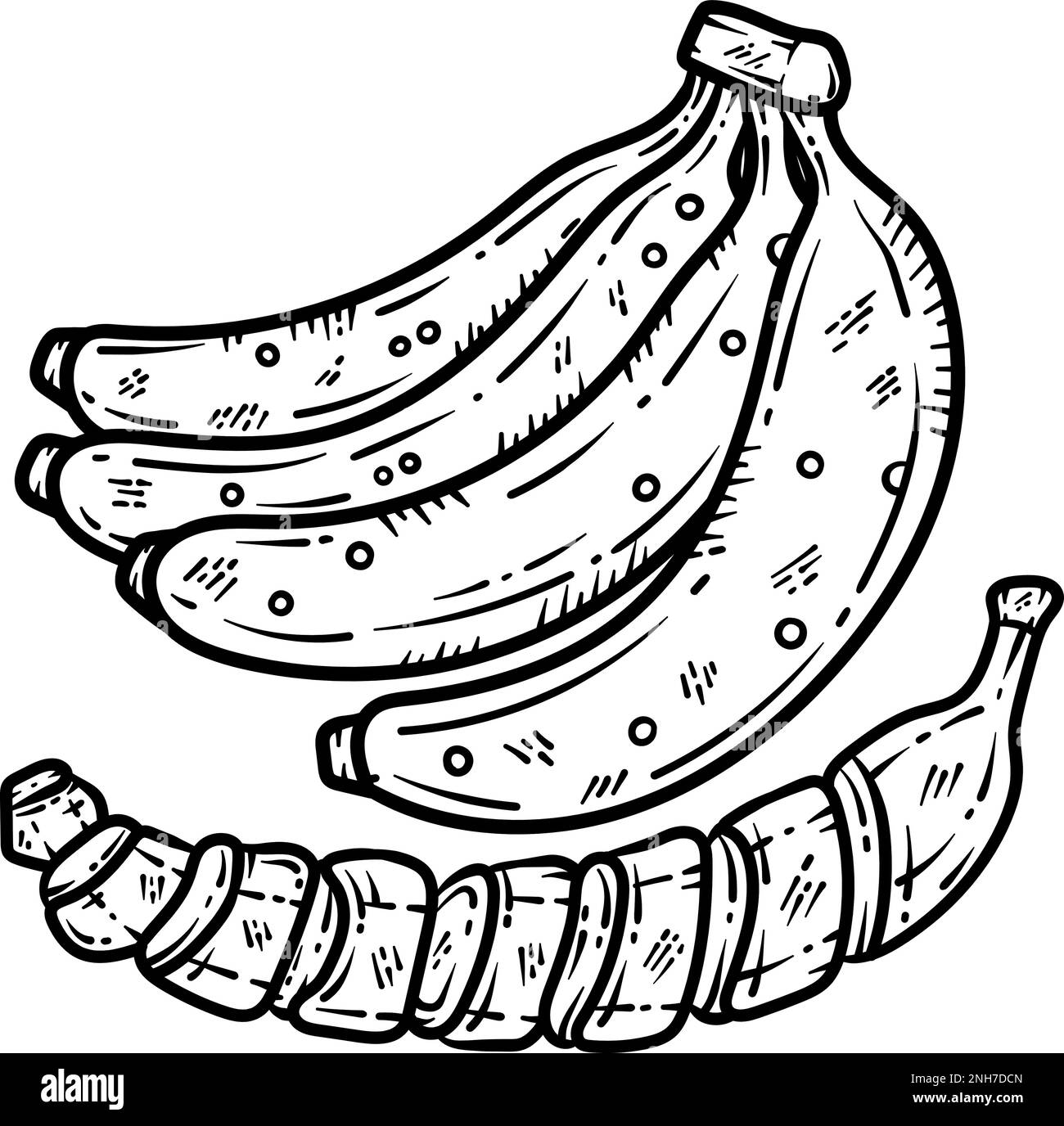 Summer Banana Line Art Coloring Page for Adult Stock Vector Image & Art ...