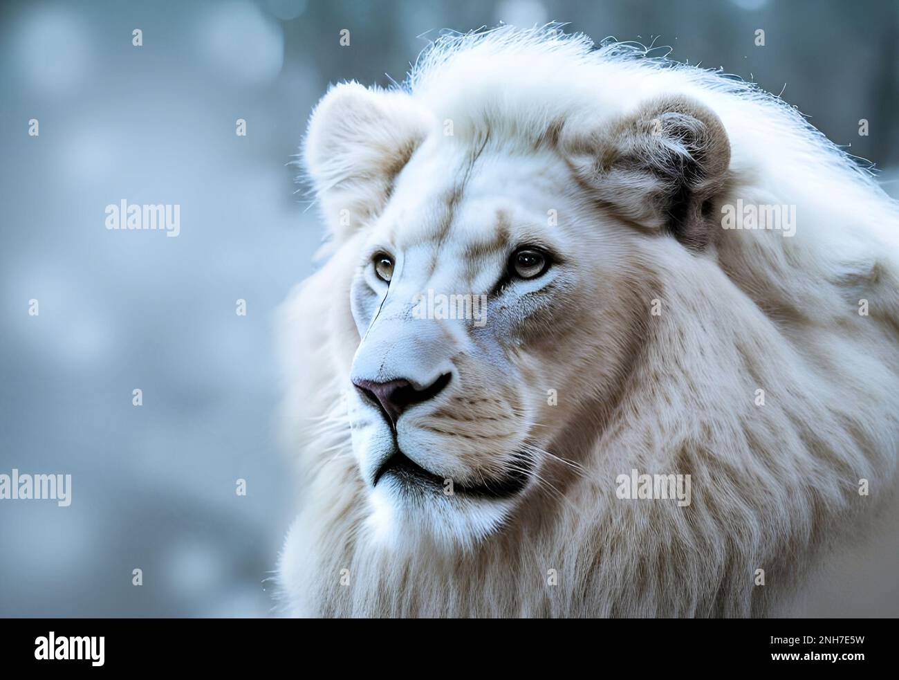 White Lion big mane animal , portrait face Stock Photo - Alamy