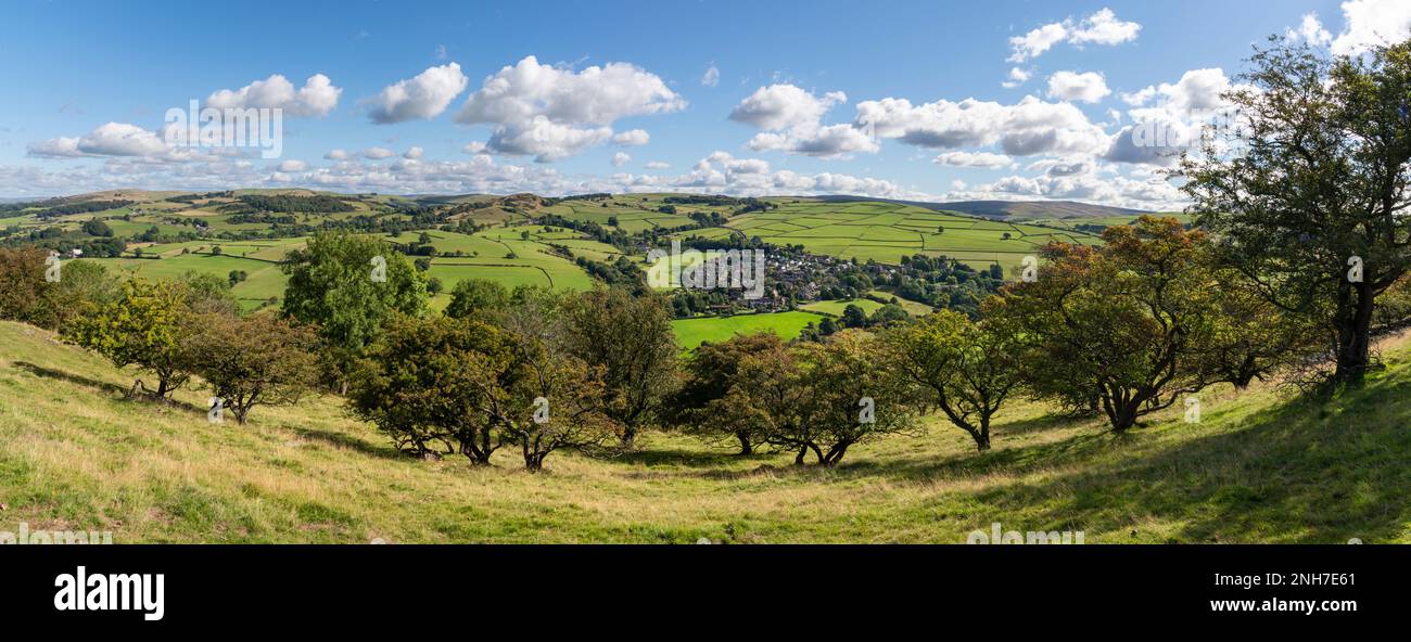 Idyllic countryside around the village of Rainow in the hills east of ...