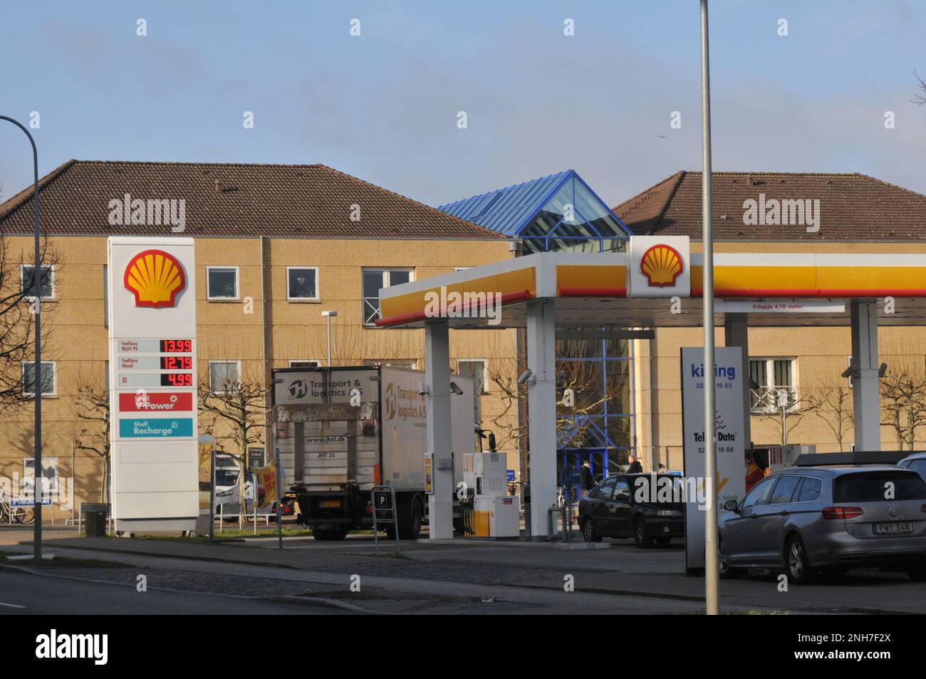 Kastrup/Copenhagen /Denmmark/21 Febraur 2023/Shell petrol station in ...