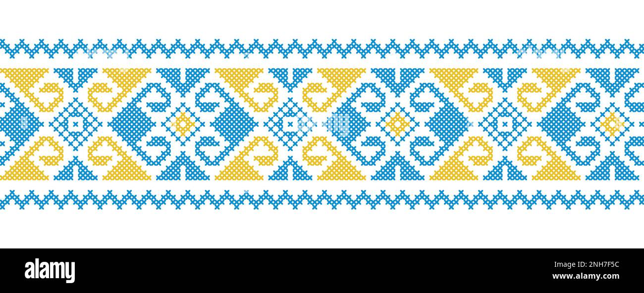 Ukrainian ornament in yellow and blue colors. Ukrainian geometric ...