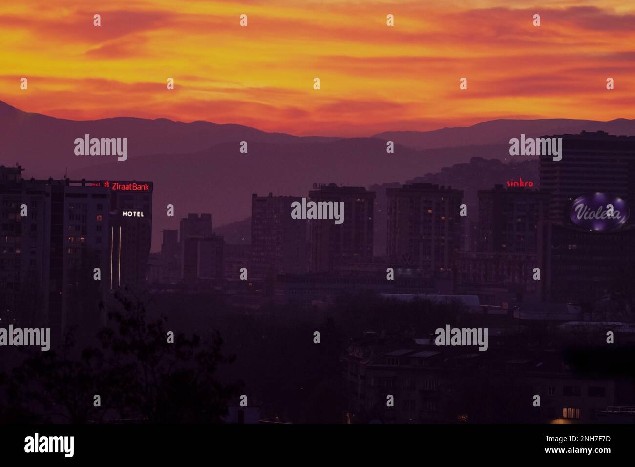 Sunset over Sarajevo, the capital city of Bosnia and Herzegovina Stock ...