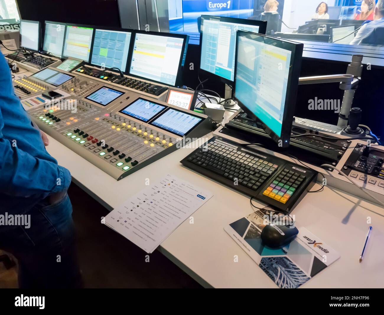 PARIS, FRANCE- NOVEMBER Circa, 2019. Technical room with audio mixing ...