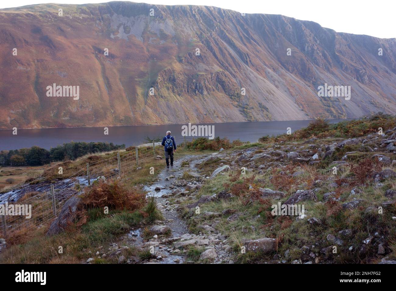 Man Walking on Path to 'Illgill Head' & 'Whin Rigg' above Wast Water ...