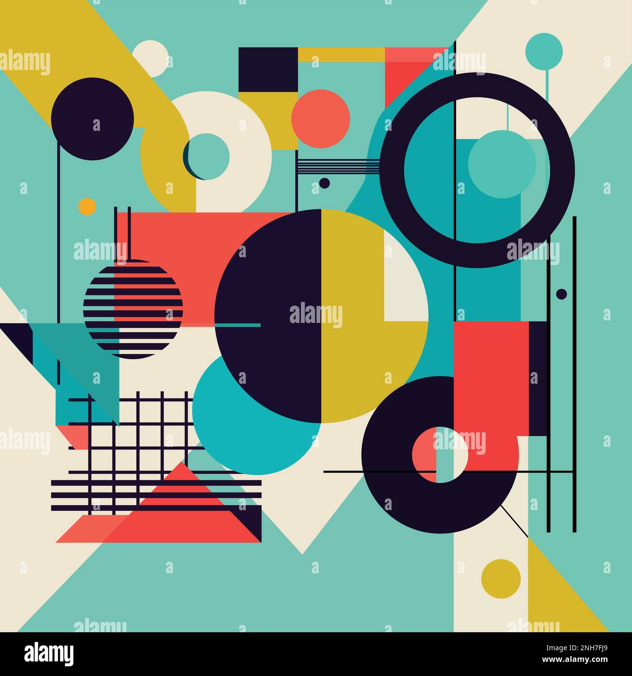 Abstract geometry with curved and straight shapes in different colors and sizes - Vector ...