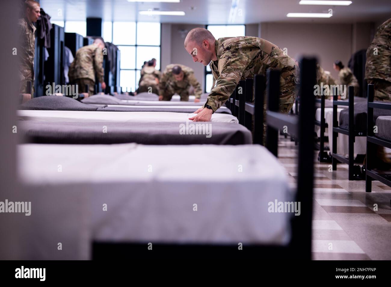 On July 21, 2022, the 321st Training Squadron practices making a bed ...
