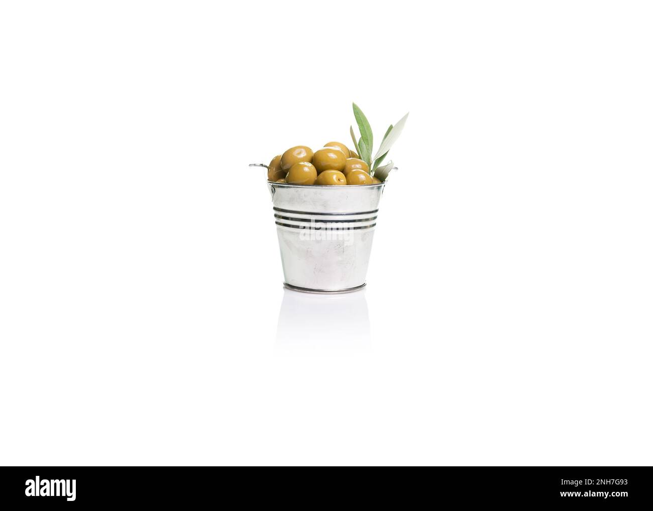 olives in metal bowl isolated on white background Stock Photo - Alamy