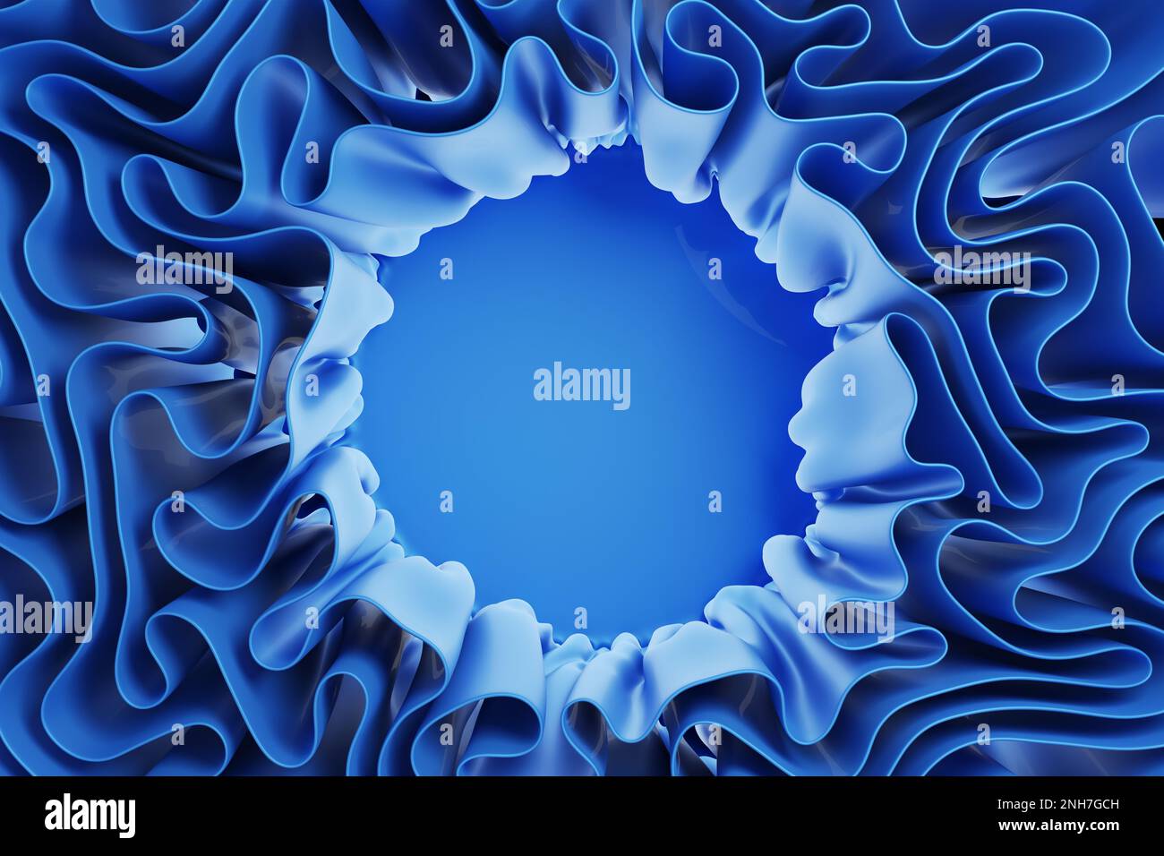 Wavy abstract folded frill layers. Circle round minimal 3d rendering ...