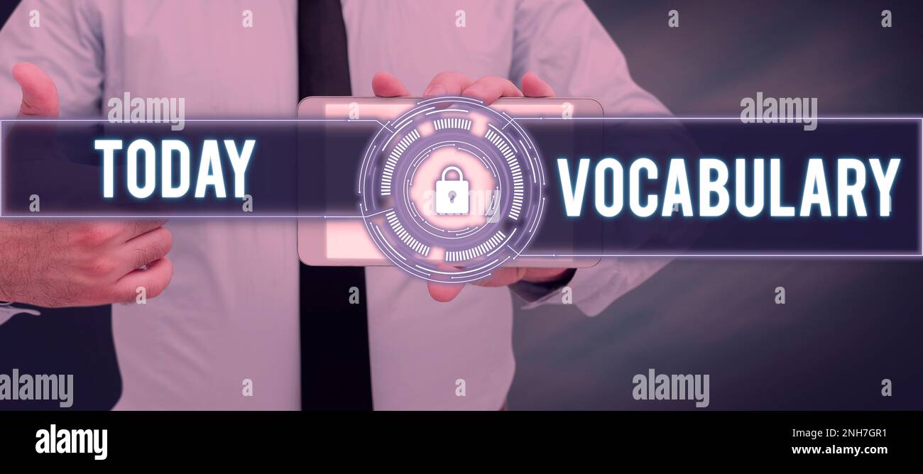 Text caption presenting Vocabulary. Business showcase collection of ...
