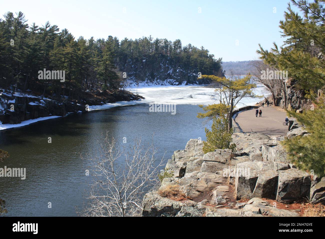 St. Croix River at Interstate State Park in late winter in Taylors Falls, Minnesota USA Stock ...