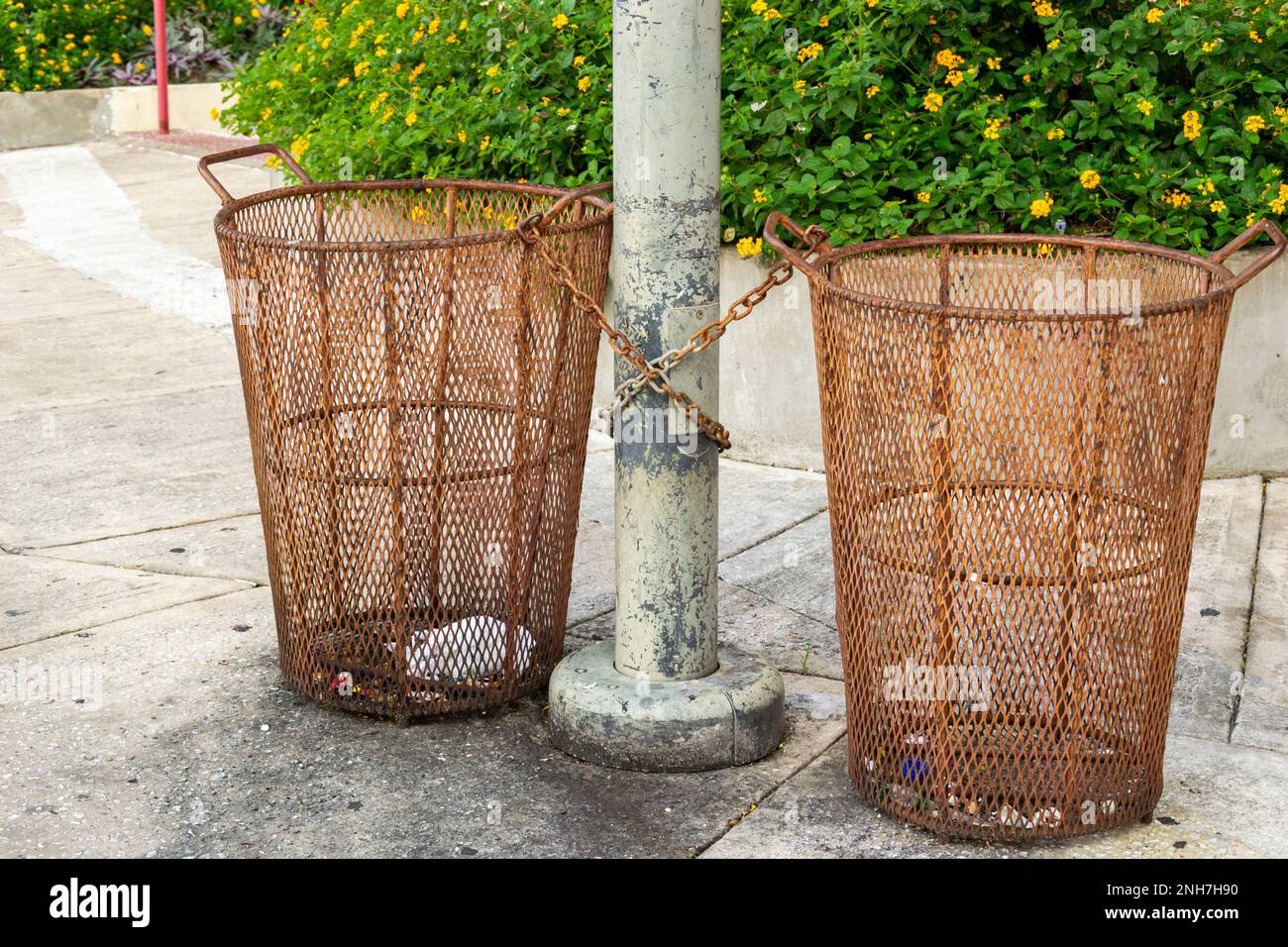 Rusty bins on the street in Bridgetown Barbados Stock Photo - Alamy