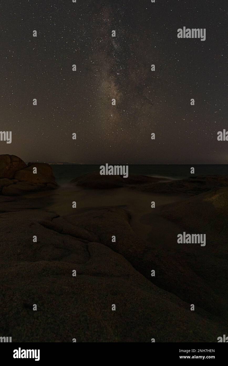 Night view with milky way of Agia Anna beach, Naxos Stock Photo - Alamy