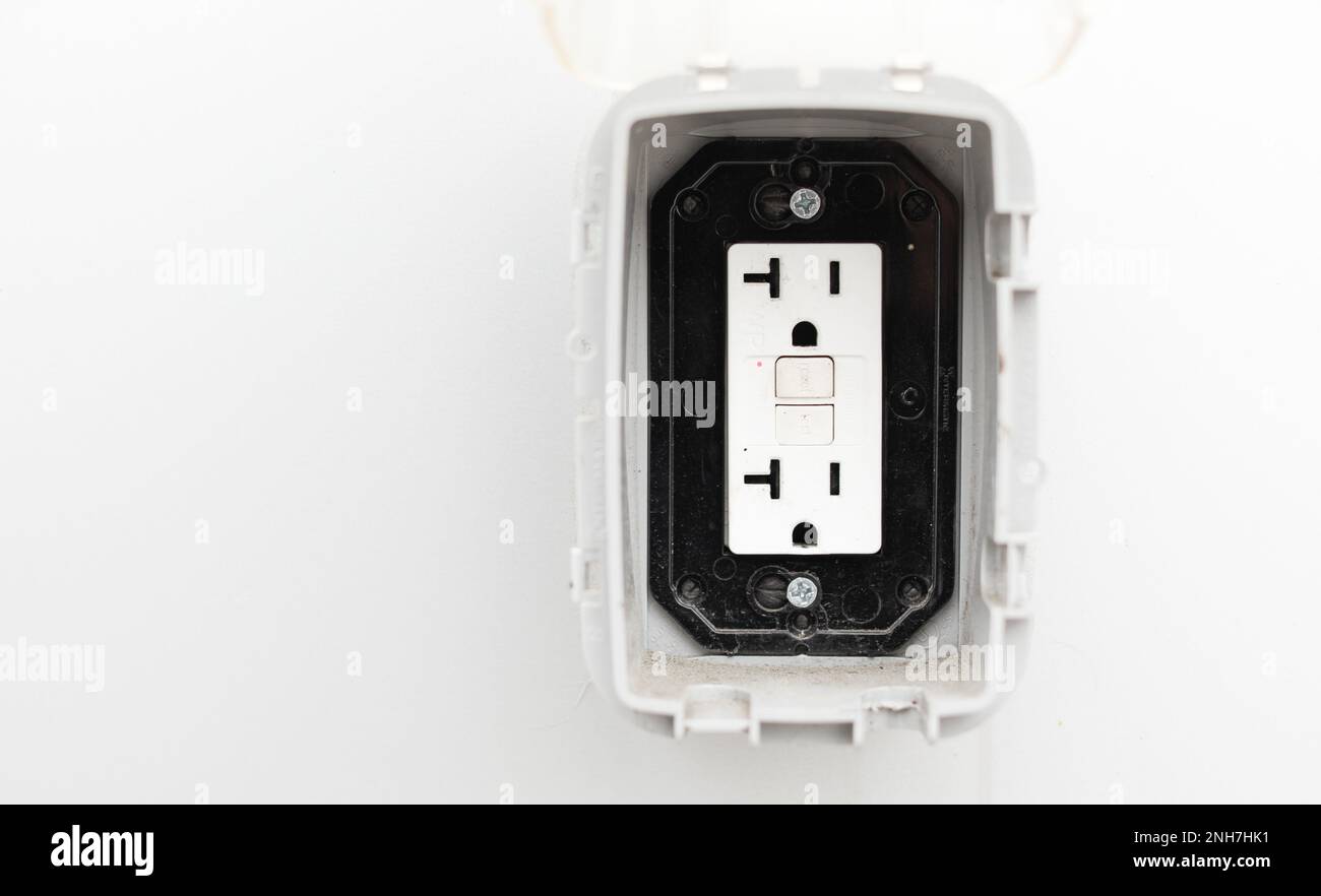 electrical plug with outlet at home modern connection Stock Photo - Alamy