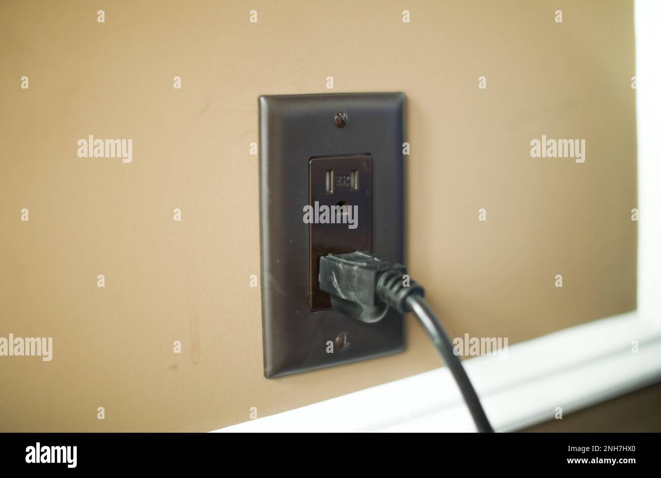 electrical plug with outlet at home modern connection Stock Photo - Alamy