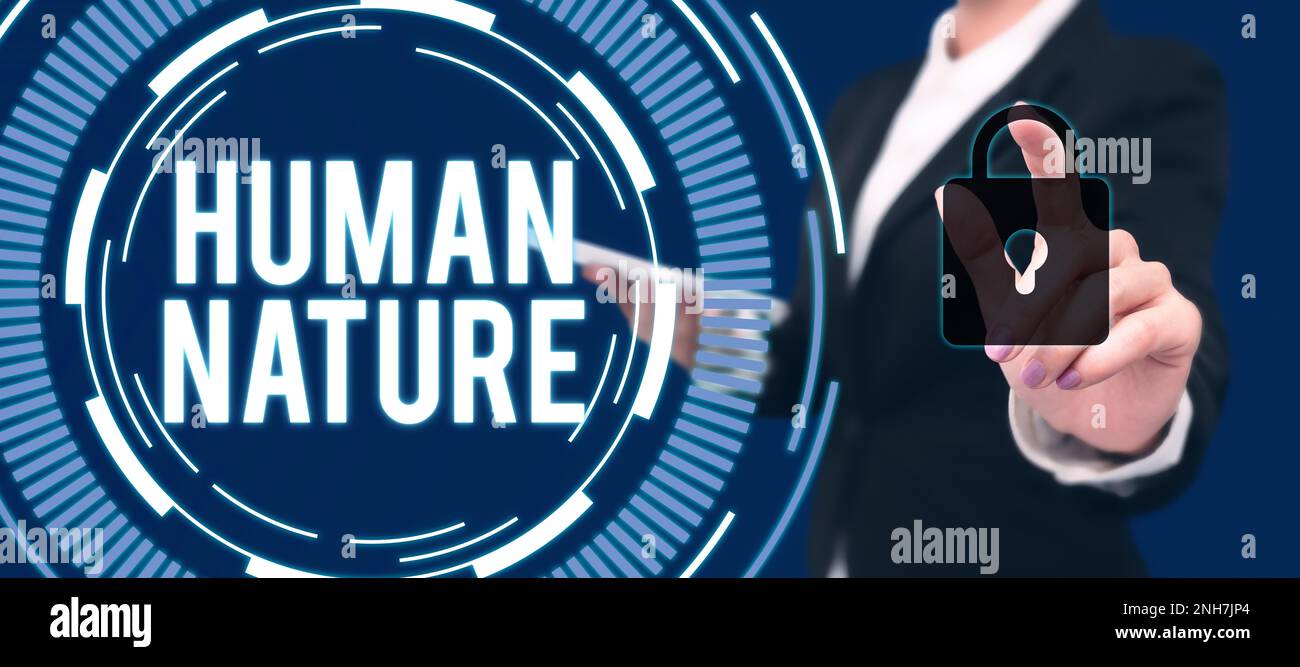 Text caption presenting Human Nature. Business overview psychological ...