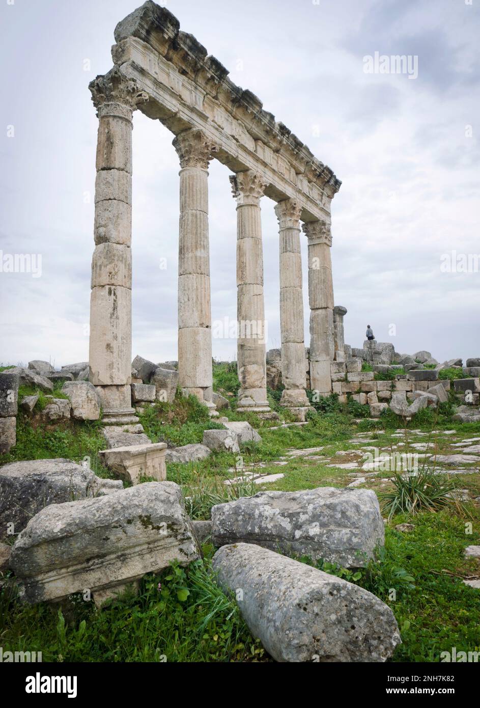 Well preserved columns and arches at Apamea ancient roman ruins, Hama Governorate, Syria Stock ...