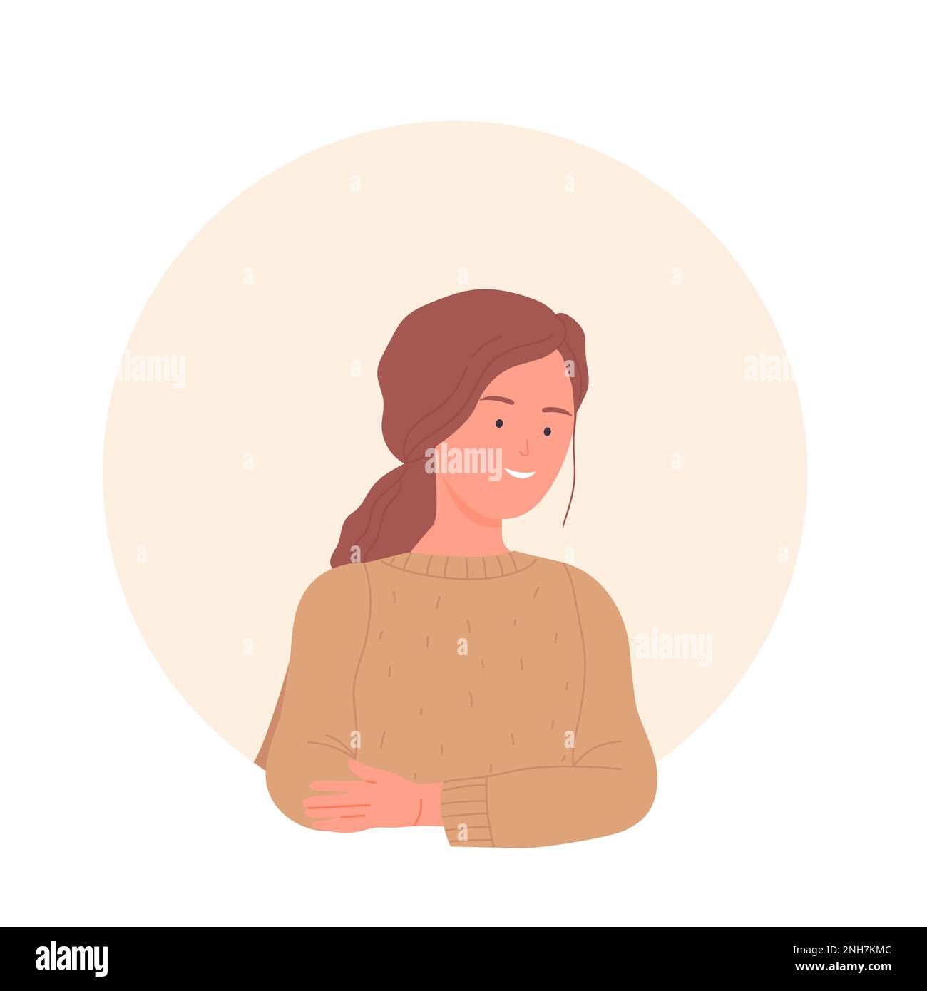 Girl With Round Geometric Shape Spherical Geometry Object Vector Illustration Stock Vector