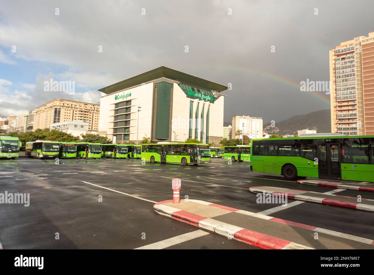 Expansive view of the Titsa bus (guaguas) station of Santa Cruz de ...