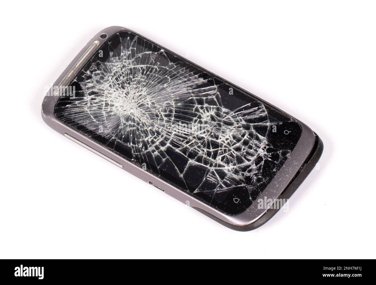 Broken display screen smartphone on a white background Stock Photo - Alamy