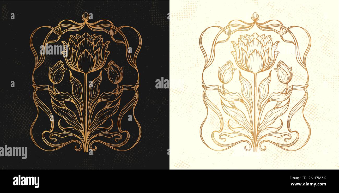 Tulip line art hi-res stock photography and images - Alamy