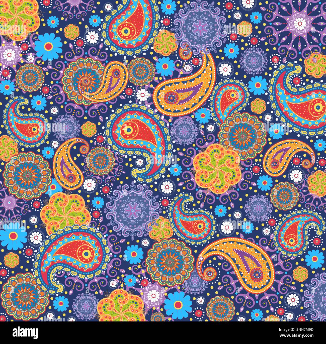 Retro 60s/70s Paisley Bohemian Hippie Style Pattern Stock Photo - Alamy