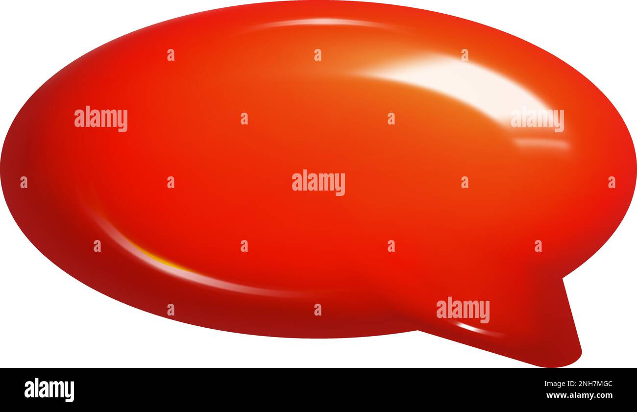 3d illustration of round red realistic speech bubble icon chat. Mesh ...
